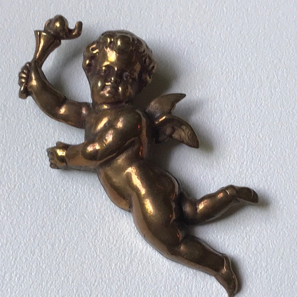 Jewelry | Torch Carrying Cupid Angel Brooch | Poshmark